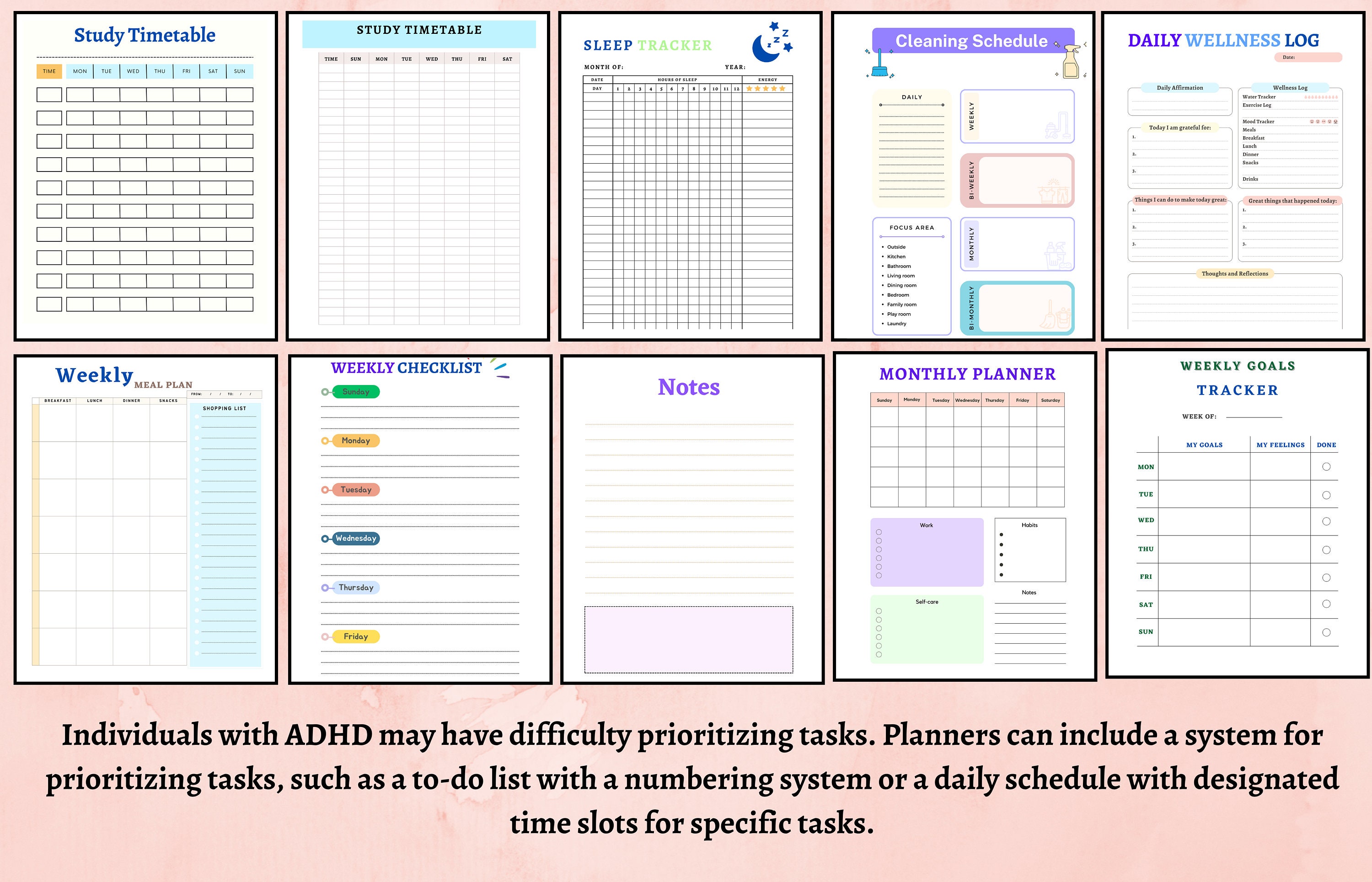 Adhd Planner Printable Productivity Planner Printable , Daily Planner ...