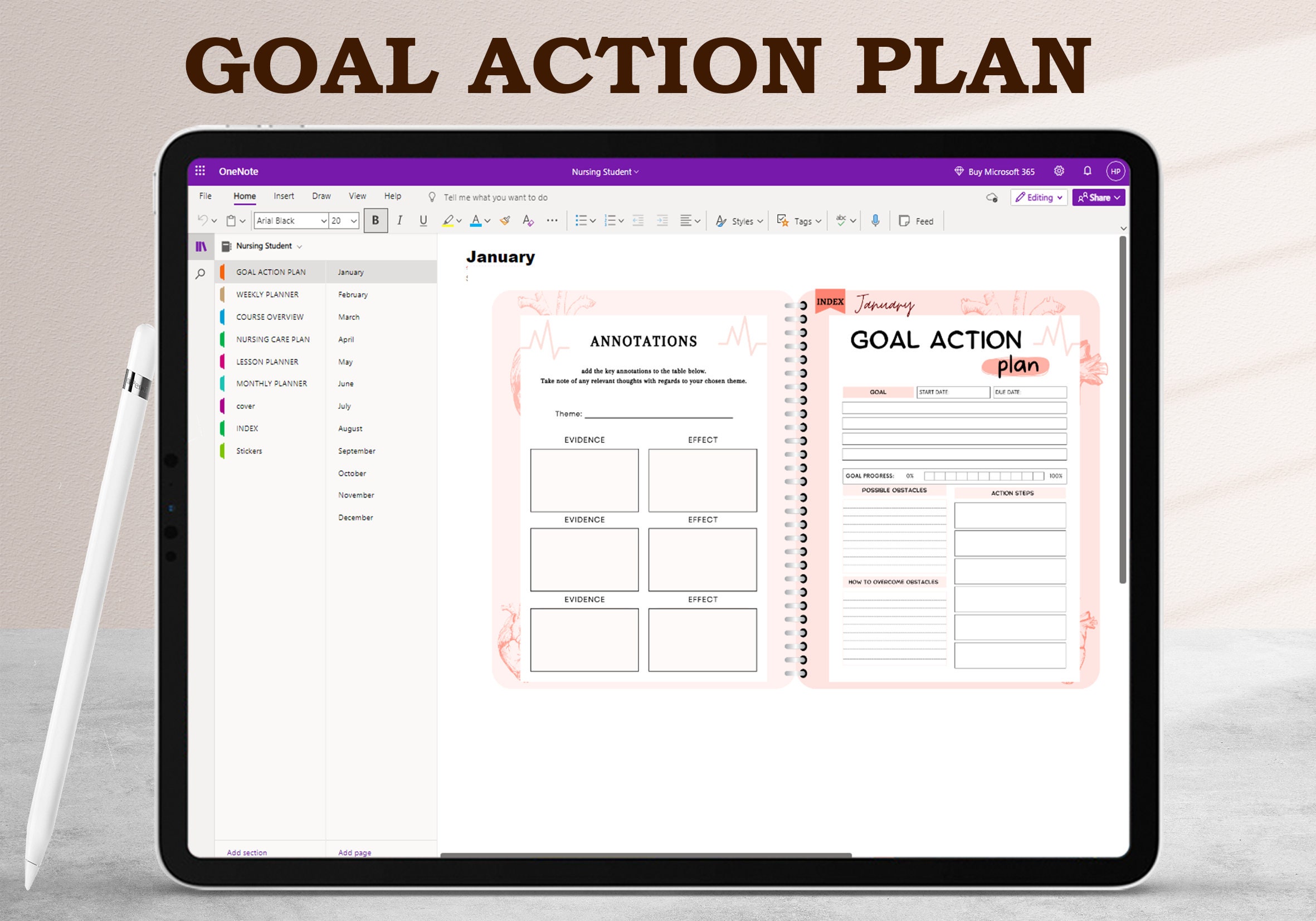Nursing Digital Planner Onenote | Undated Nursing School Planner ...