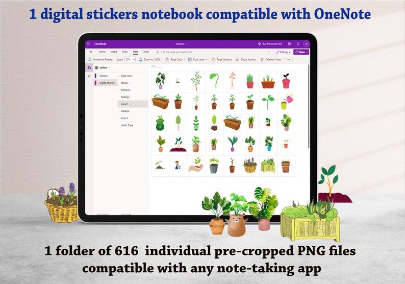 Onenote Digital Stickers - Pre-cropped Stickers- Planner Stickers ...