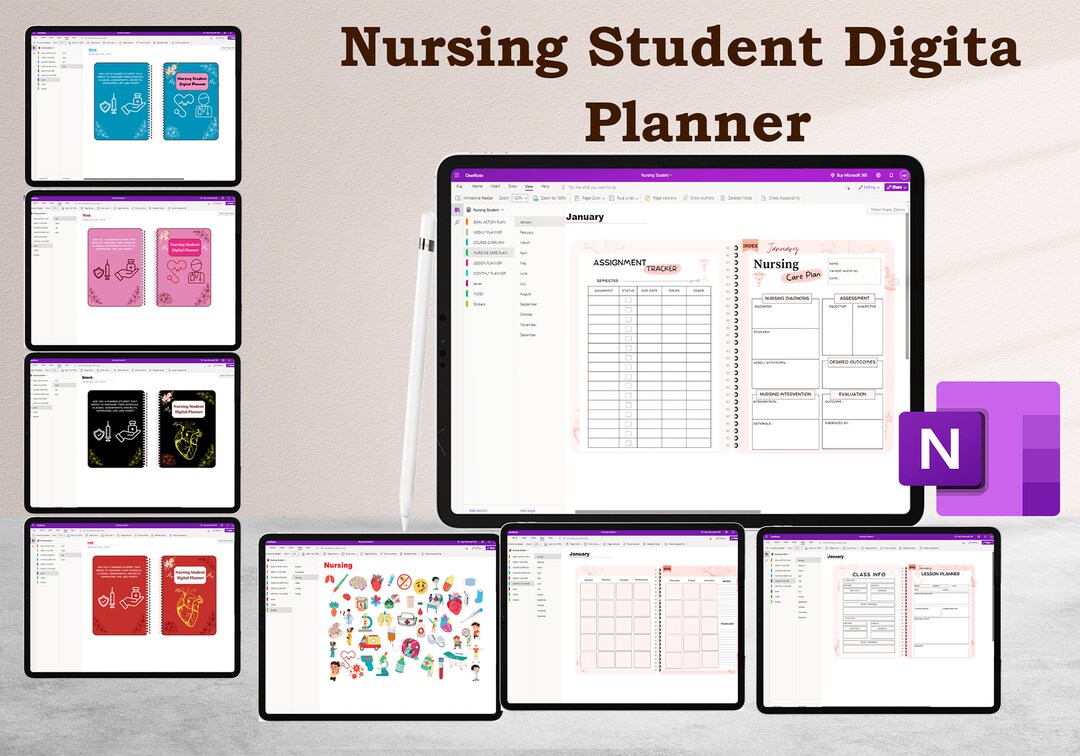 Nursing Digital Planner Onenote | Undated Nursing School Planner ...