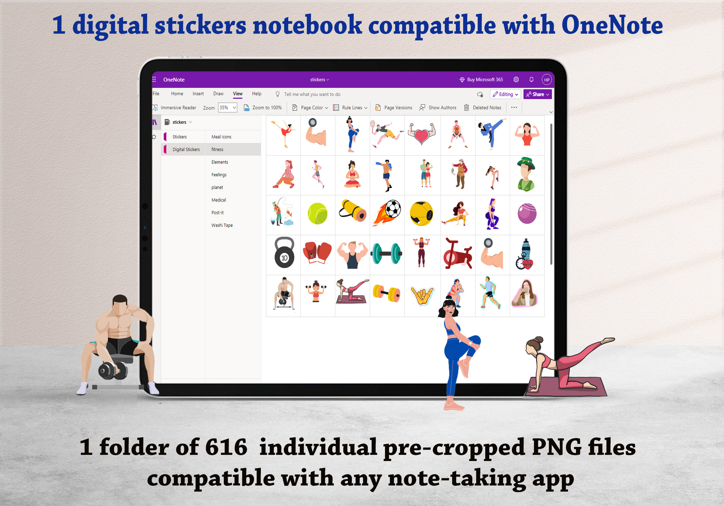 Onenote Digital Stickers - Pre-cropped Stickers- Planner Stickers ...