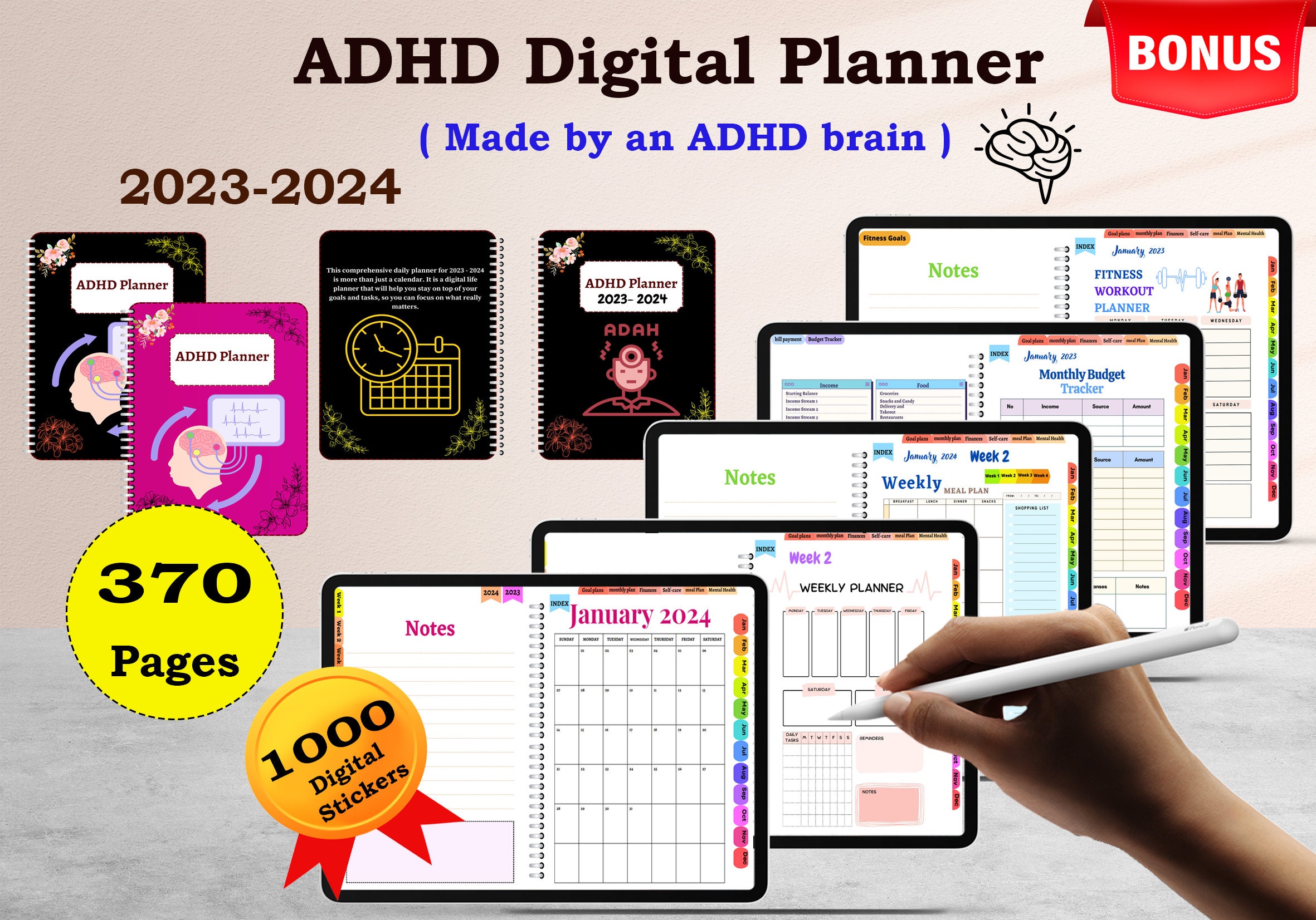 Adhd Digital Planner Goodnotes 2023 2024 , Adhd Goodnotes, Android ...