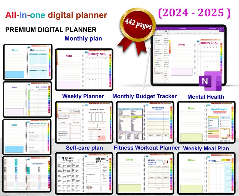 Onenote Digital Planner 2024 2025 , Hyperlinked Onenote Planner ... Onenote Digital Planner 2024 2025 , Hyperlinked Onenote Planner ...