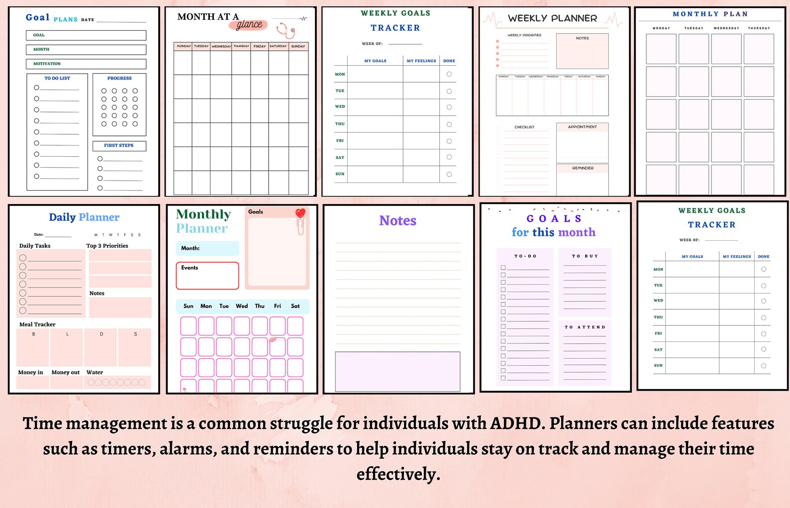 Adhd Planner Printable Productivity Planner Printable , Daily Planner ...