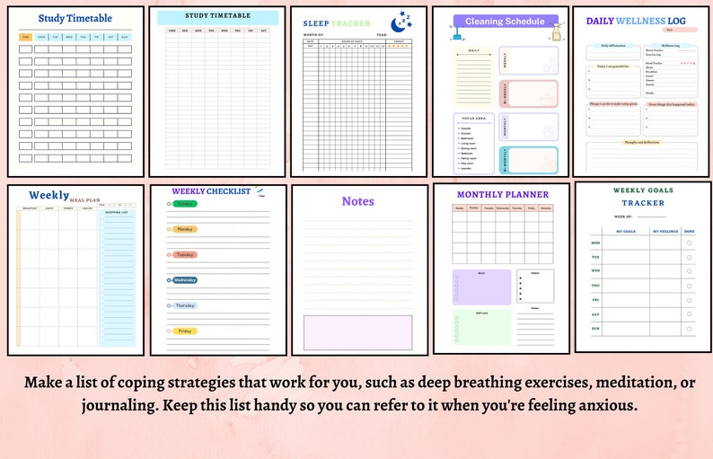 Anxiety Planner Printable , Mental Health, Self-care Planner, Coping ...