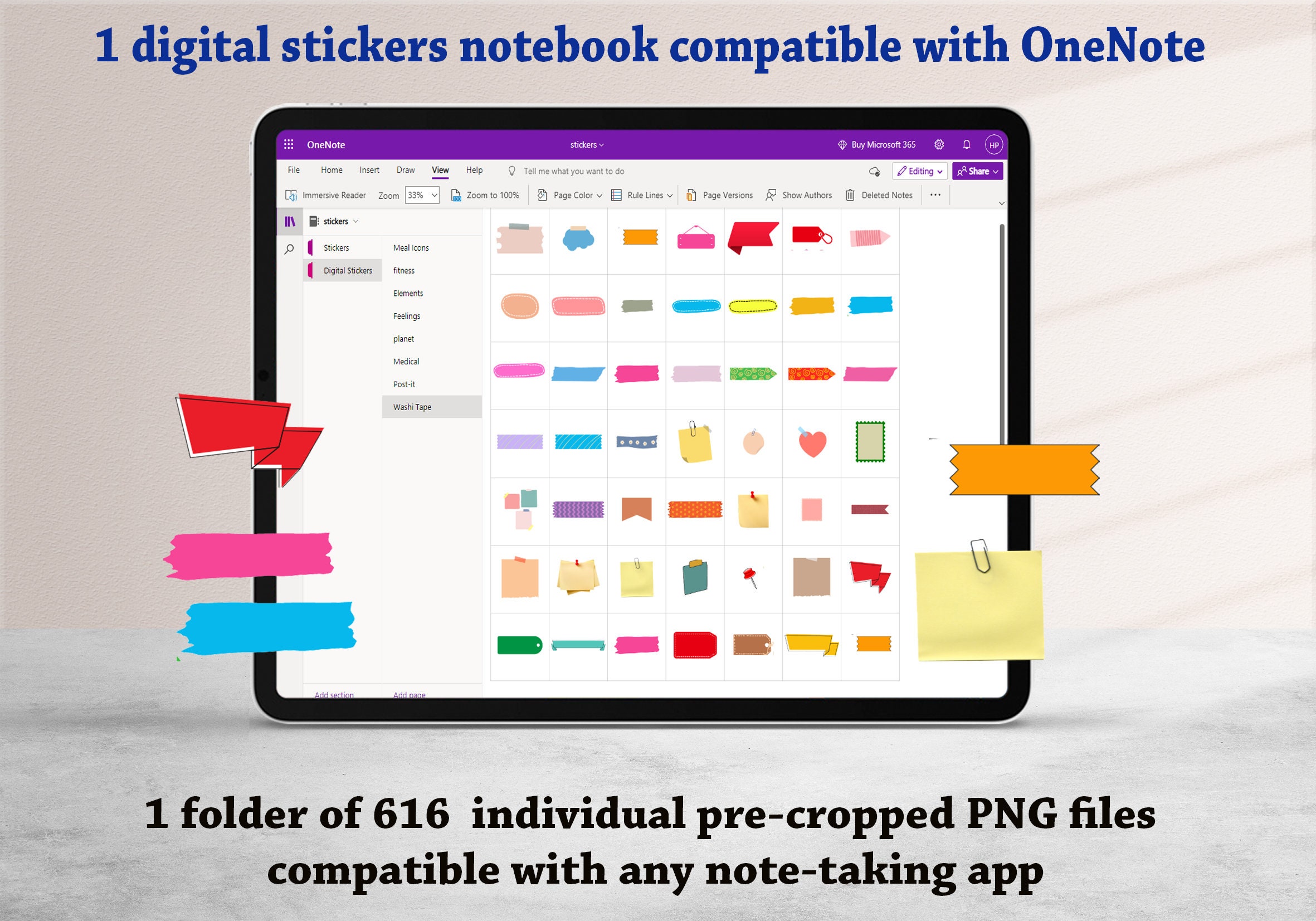 Onenote Digital Stickers - Pre-cropped Stickers- Planner Stickers ...