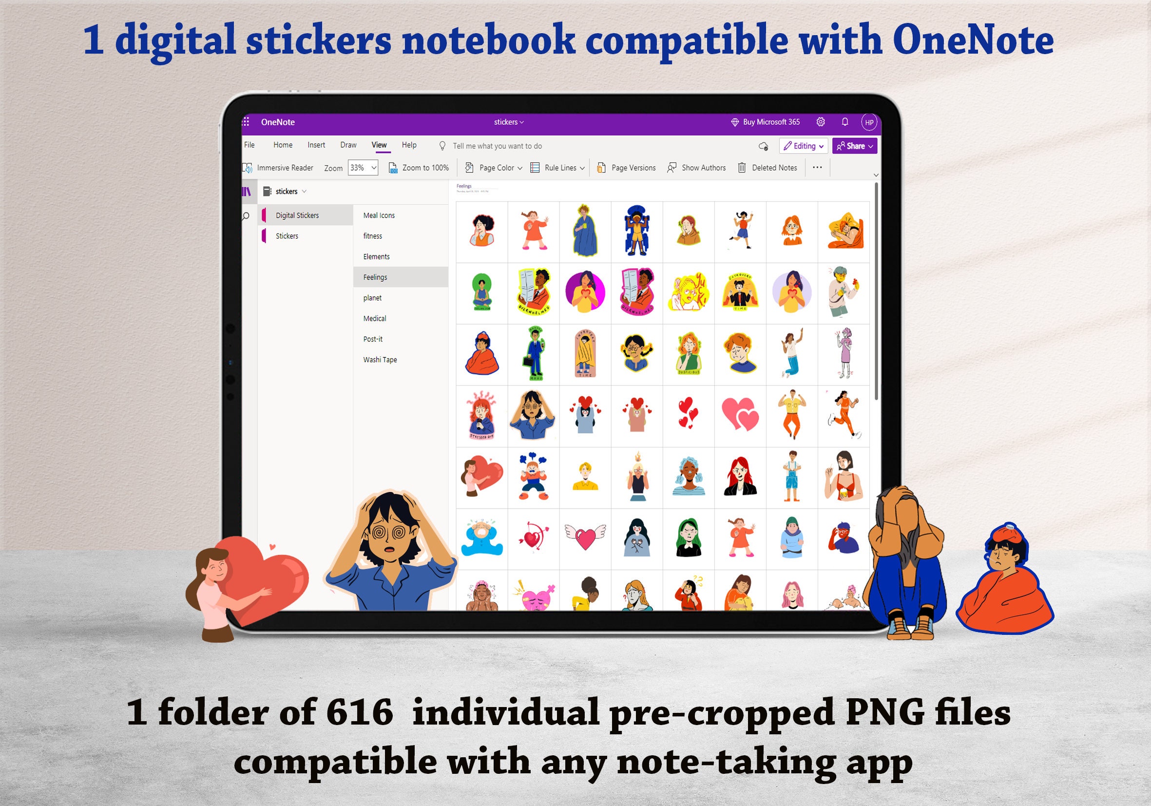 Onenote Digital Stickers - Pre-cropped Stickers- Planner Stickers ...