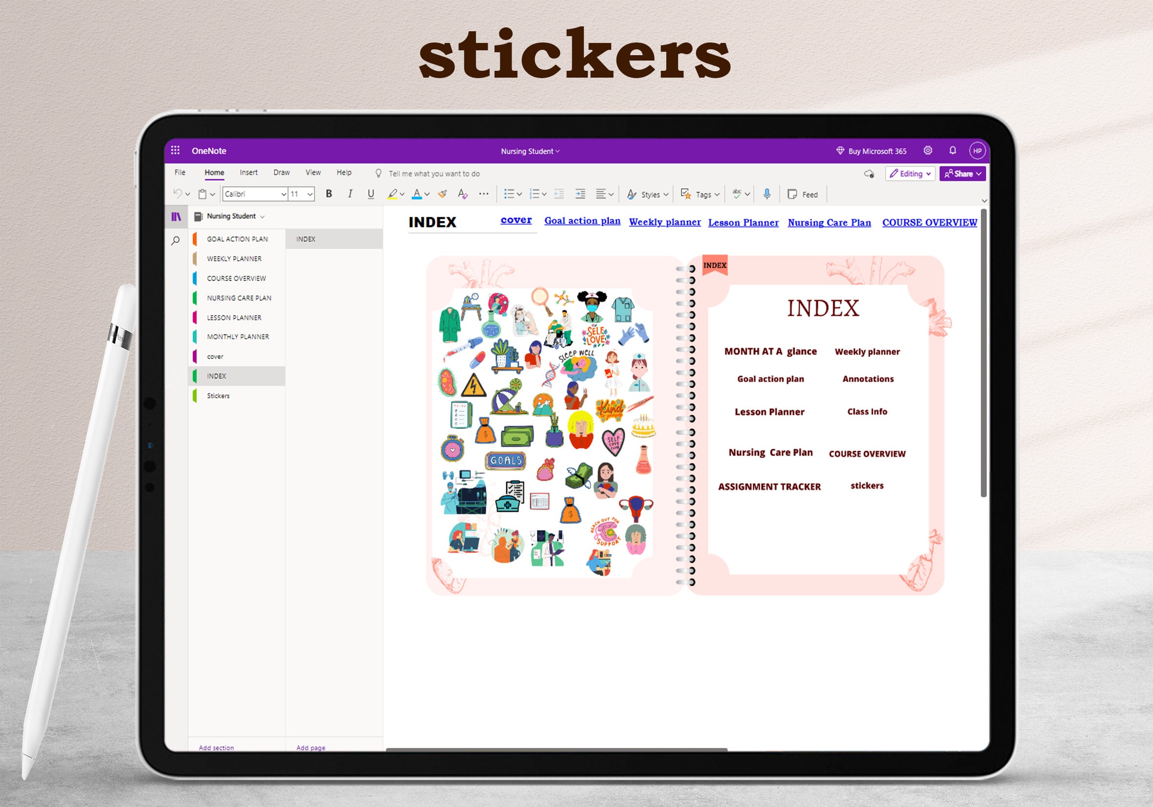 Nursing Digital Planner Onenote | Undated Nursing School Planner ...