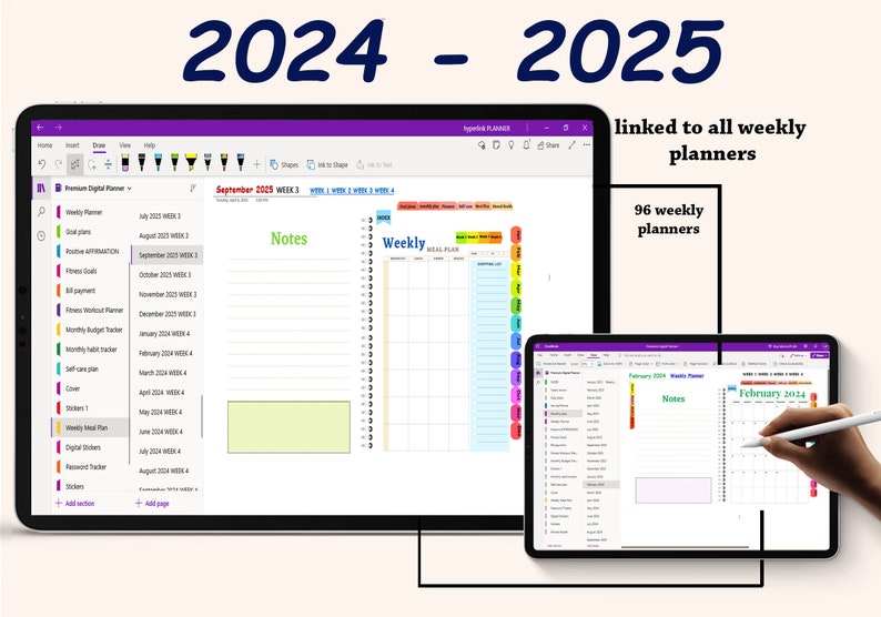 Onenote Digital Planner 2024 2025 , Hyperlinked Onenote Planner ... Onenote Digital Planner 2024 2025 , Hyperlinked Onenote Planner ...