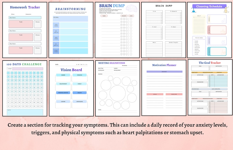 Anxiety Planner Printable, Mental Health Self-care, Coping Skills (PDF ...