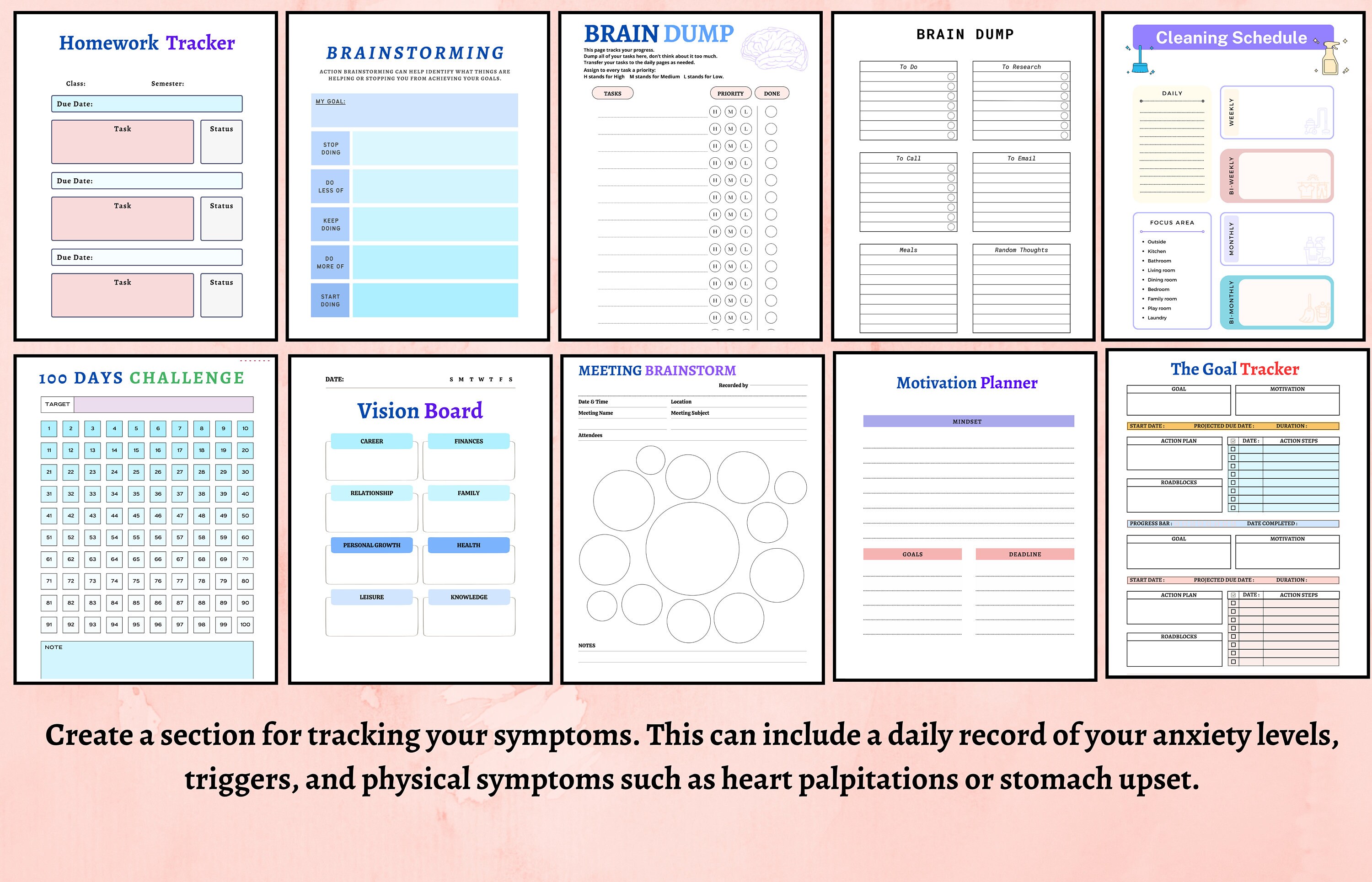 Anxiety Planner Printable , Mental Health, Self-care Planner, Coping ...