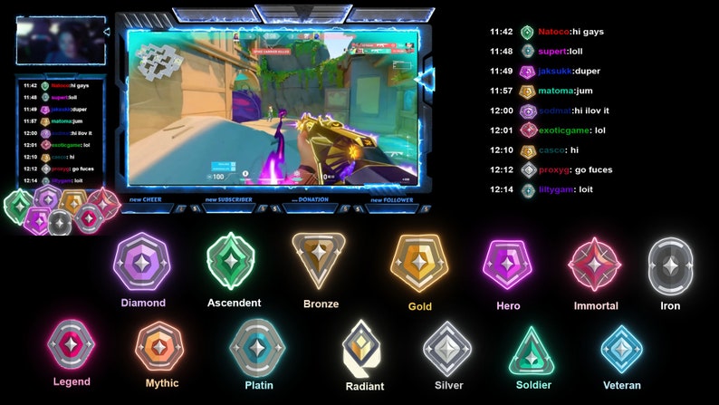 Valorant Twitch Overlay -valorant Sub Badge - OVERLAYS Stream Animated ...