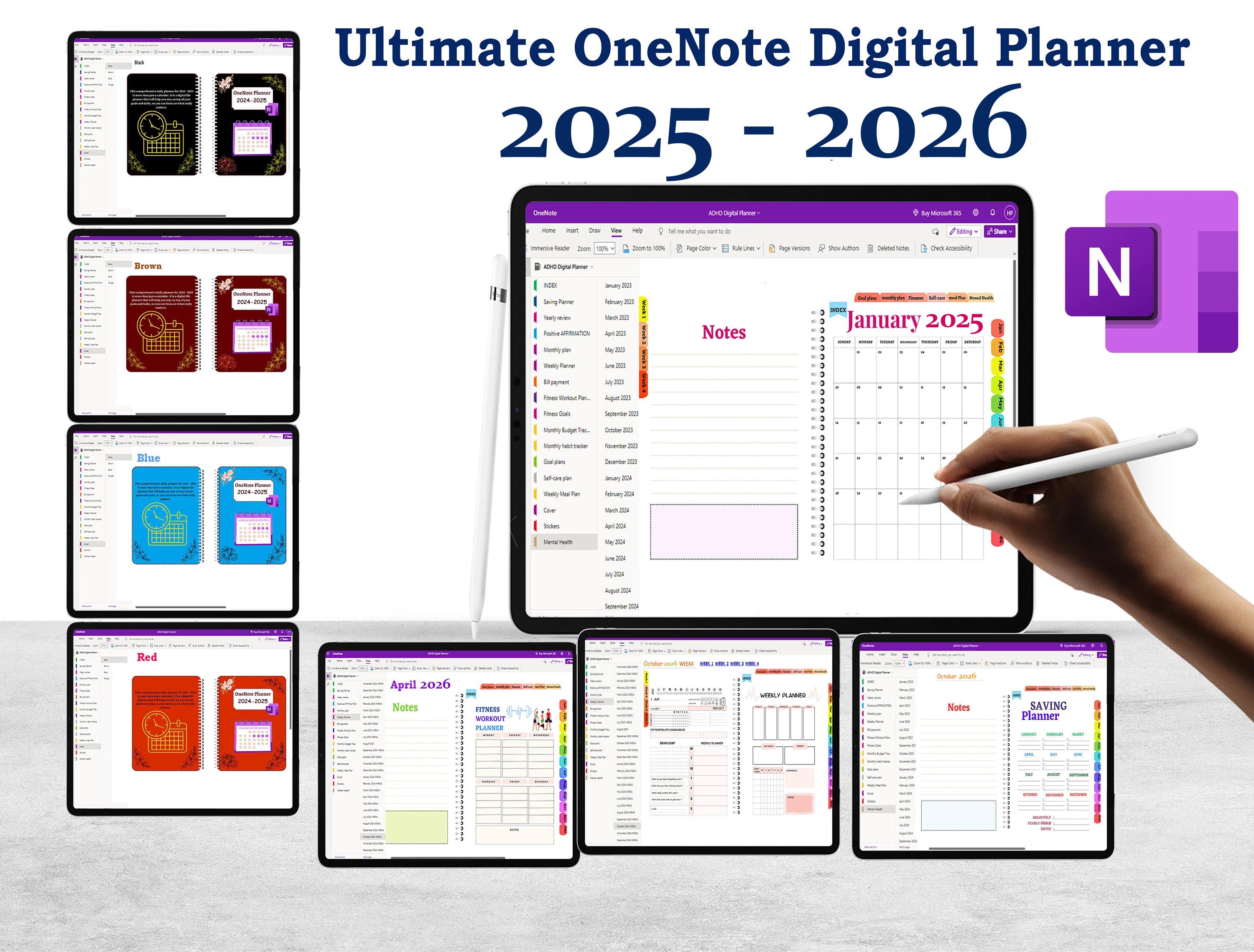 Onenoteadhd Digital Planner 2025- 2026, Hyperlinked Onenote Planner ...