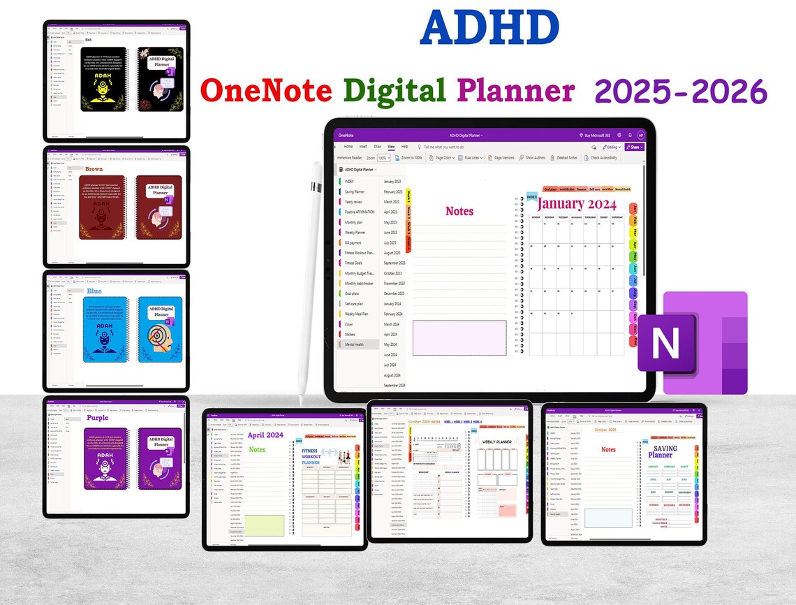 ADHD Digital Planner 2025-2026 – Onenote Template - Etsy