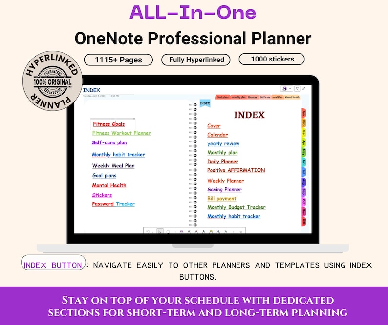 Onenote ADHD Digital Planner 2026- 2027,hyperlinked Onenote Planner ...