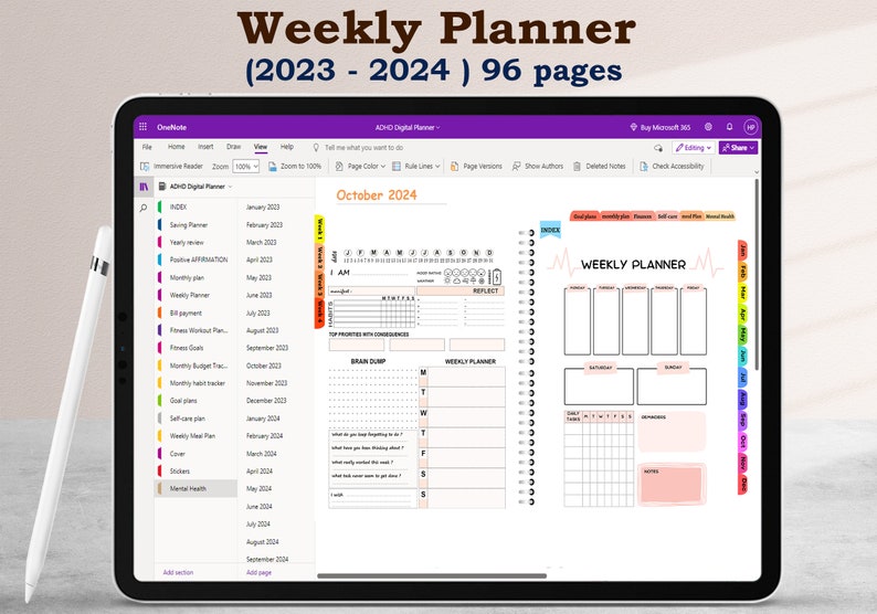 Onenote Digital Planner 2023-2024 – Stickers, Templates (digital ...