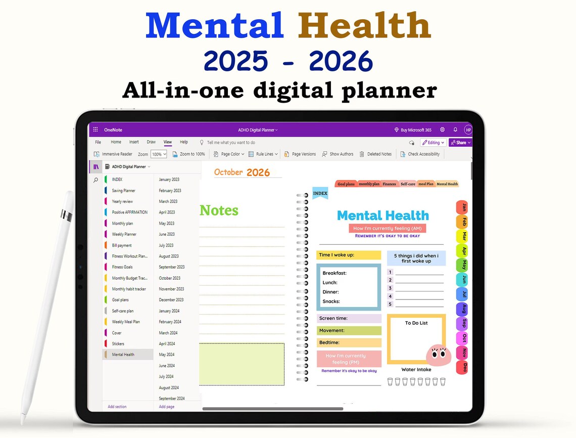 Onenote Digital Planner 2025- 2026, Hyperlinked Onenote Planner ...