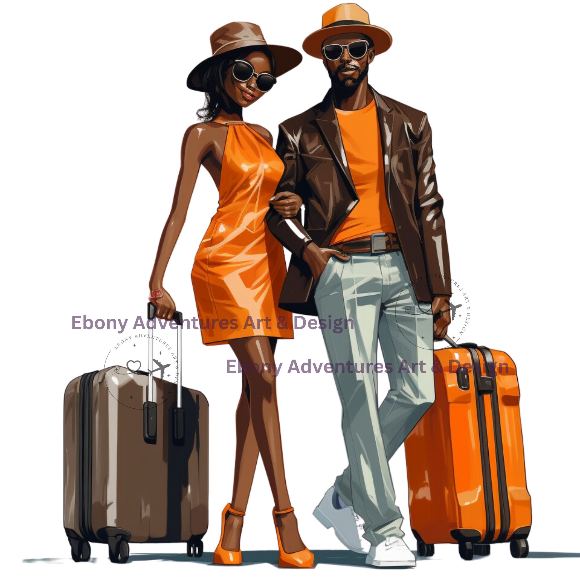 Melanin Couples Trip Clipart Travel Clipart Black Couple - Etsy