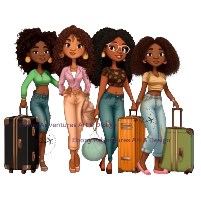 Girls Trip 3 Clipart Travel Clipart African American Women PNG Black ...