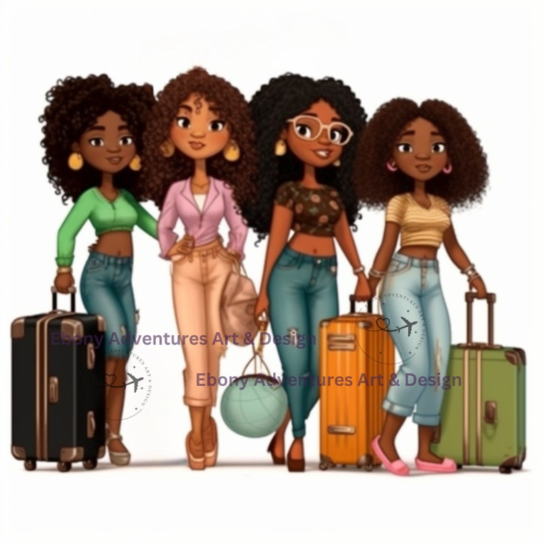 Girls Trip 3 Clipart Travel Clipart African American Women PNG Black ...