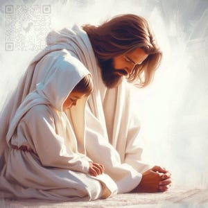Jesus and Boy Praying Art,high-resolution Christian Wall Art, Digital ...