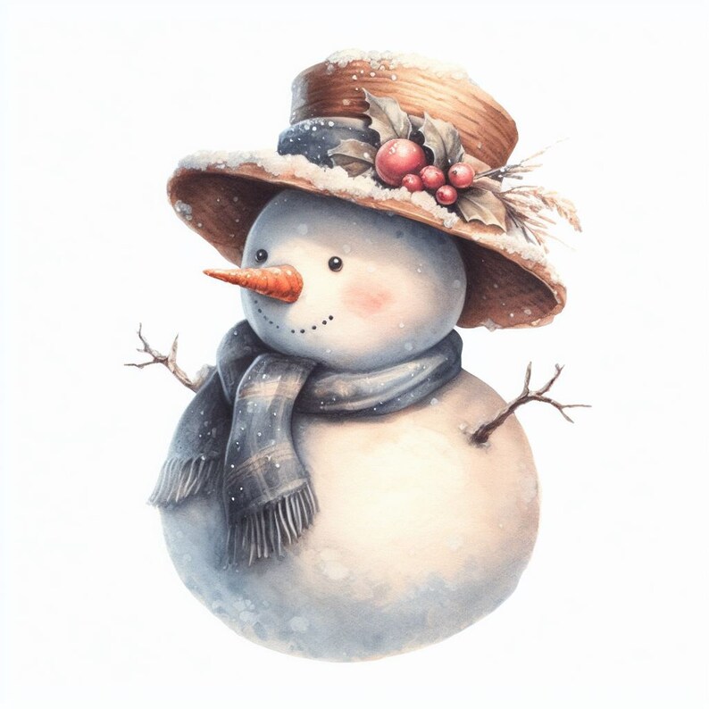 Vintage Christmas Clipart: Snowmen, Snowflakes, and Joyful Moments-high ...