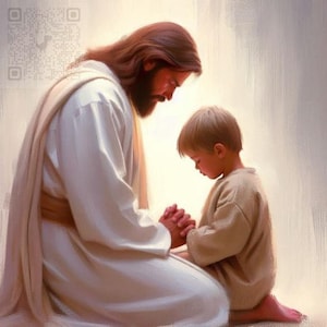 Jesus and Boy Praying Art,high-resolution Christian Wall Art, Digital ...