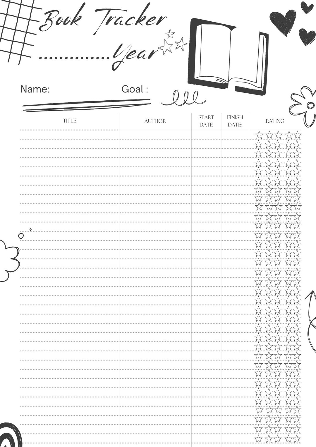 Book Tracker Bookmark Printable Reading List Digital Download,print H-q ...