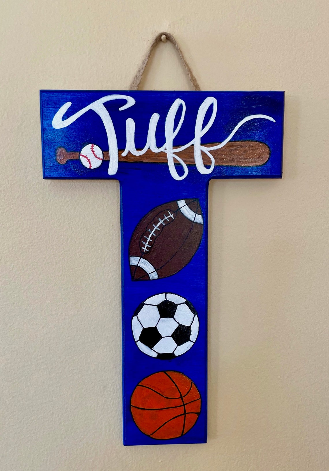Sports Themed Wood Letters, Personalized, Hand-painted. Football ...