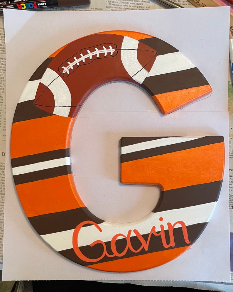 Sports Themed Wood Letters, Personalized, Hand-painted. Football ...