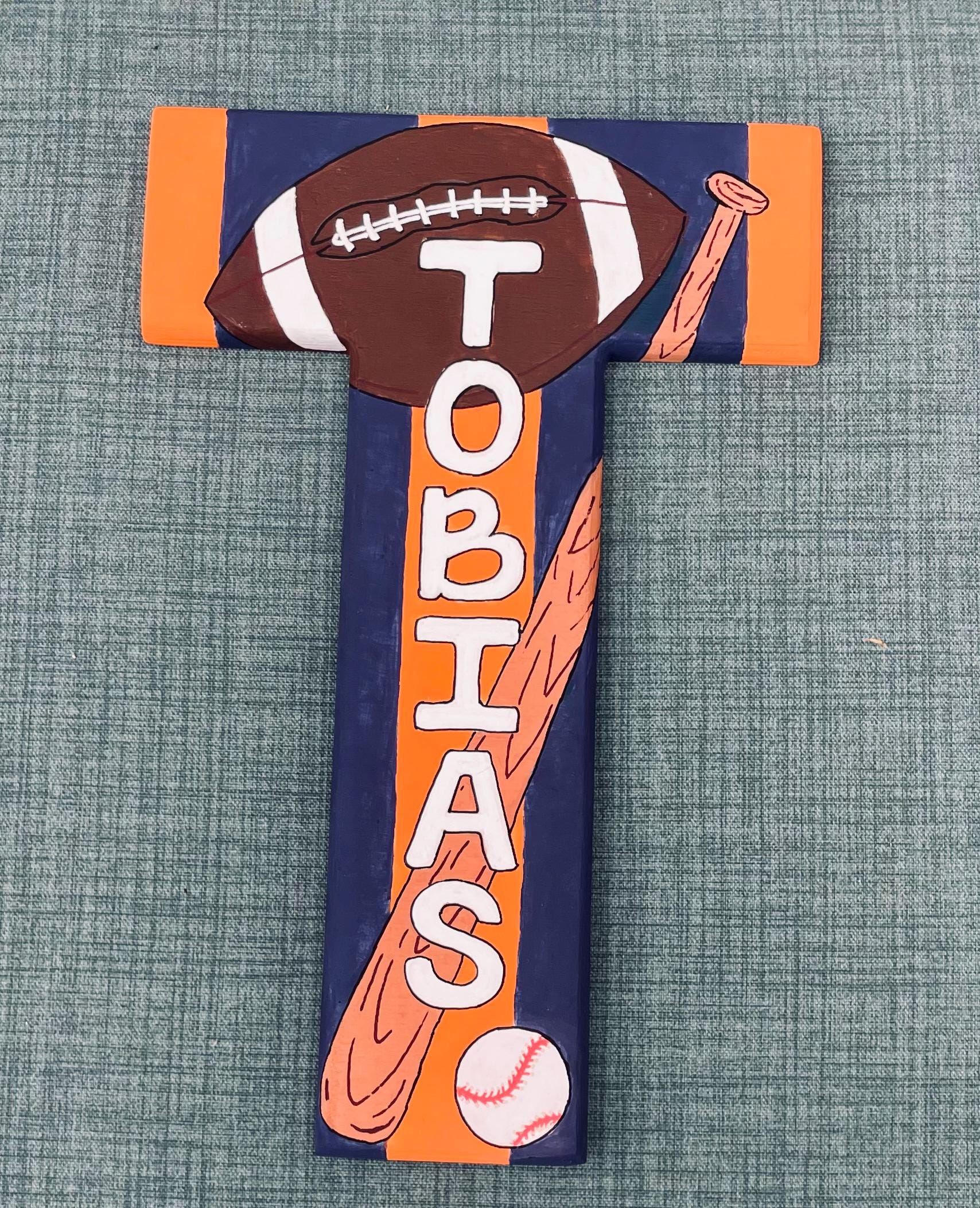 Sports Themed Wood Letters, Personalized, Hand-painted. Football ...