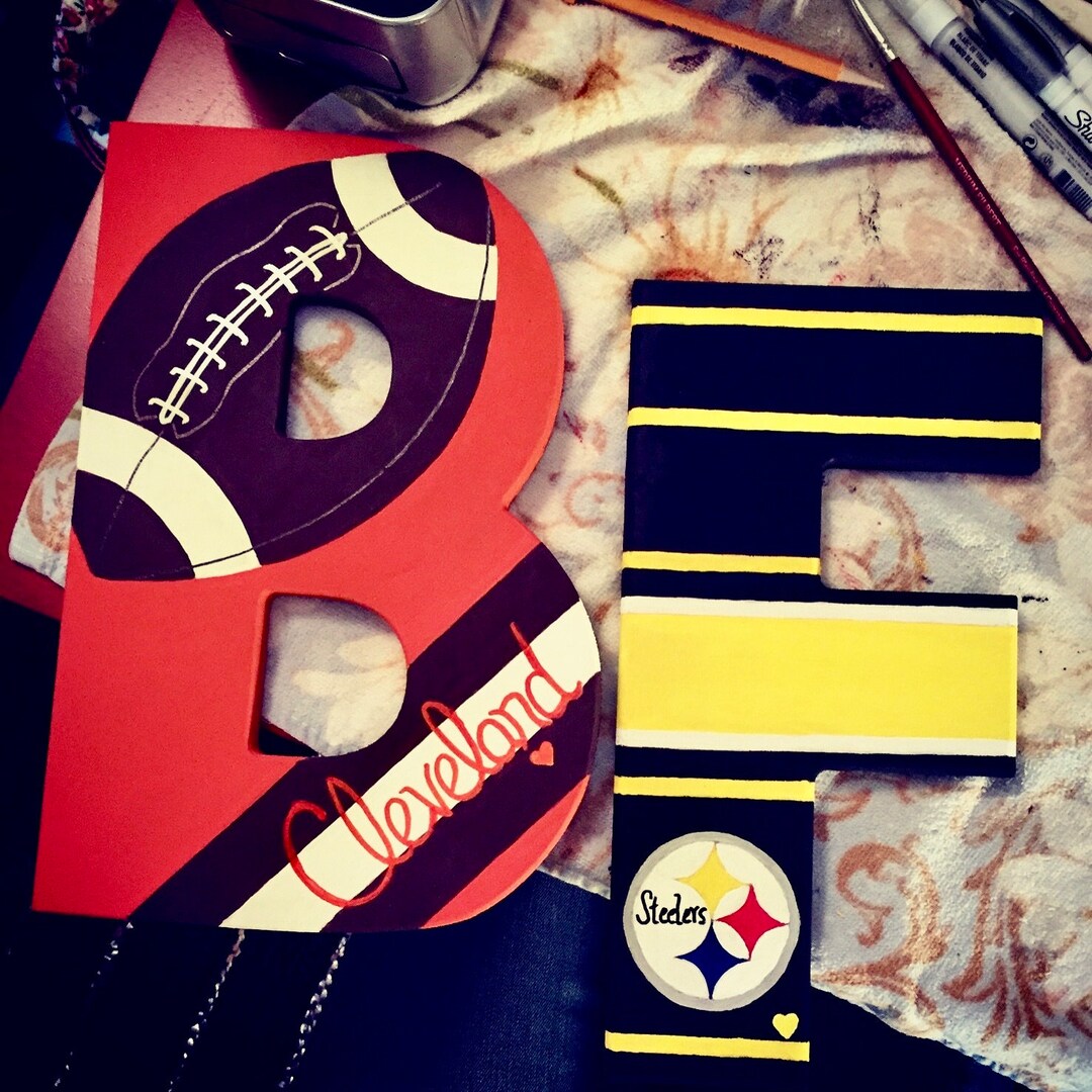 Sports Themed Wood Letters, Personalized, Hand-painted. Football ...