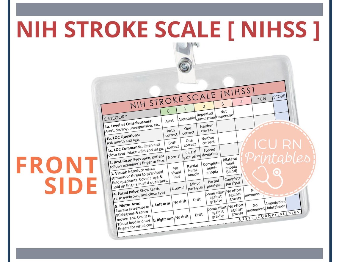 NIH Stroke Scale [ NIHSS ] Badge Insert | Printable PDF Download - Etsy