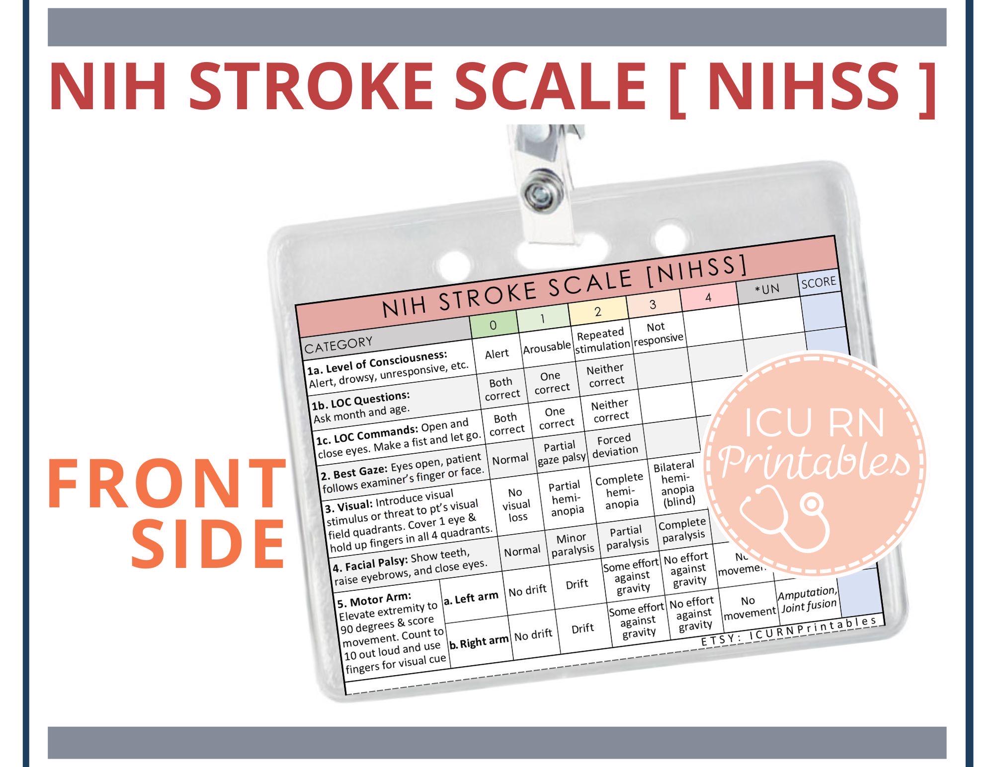 NIH Stroke Scale [ NIHSS ] Badge Insert | Printable PDF Download - Etsy