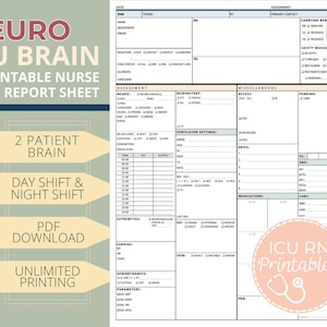 Neuro ICU Nurse Brain Report Sheet | Printable PDF Download - Etsy