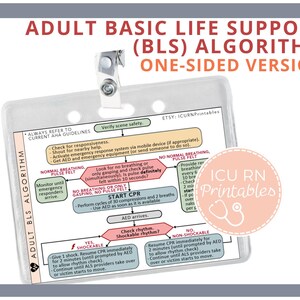 Adult Basic Life Support (BLS) Algorithm Badge Insert | Printable PDF ...