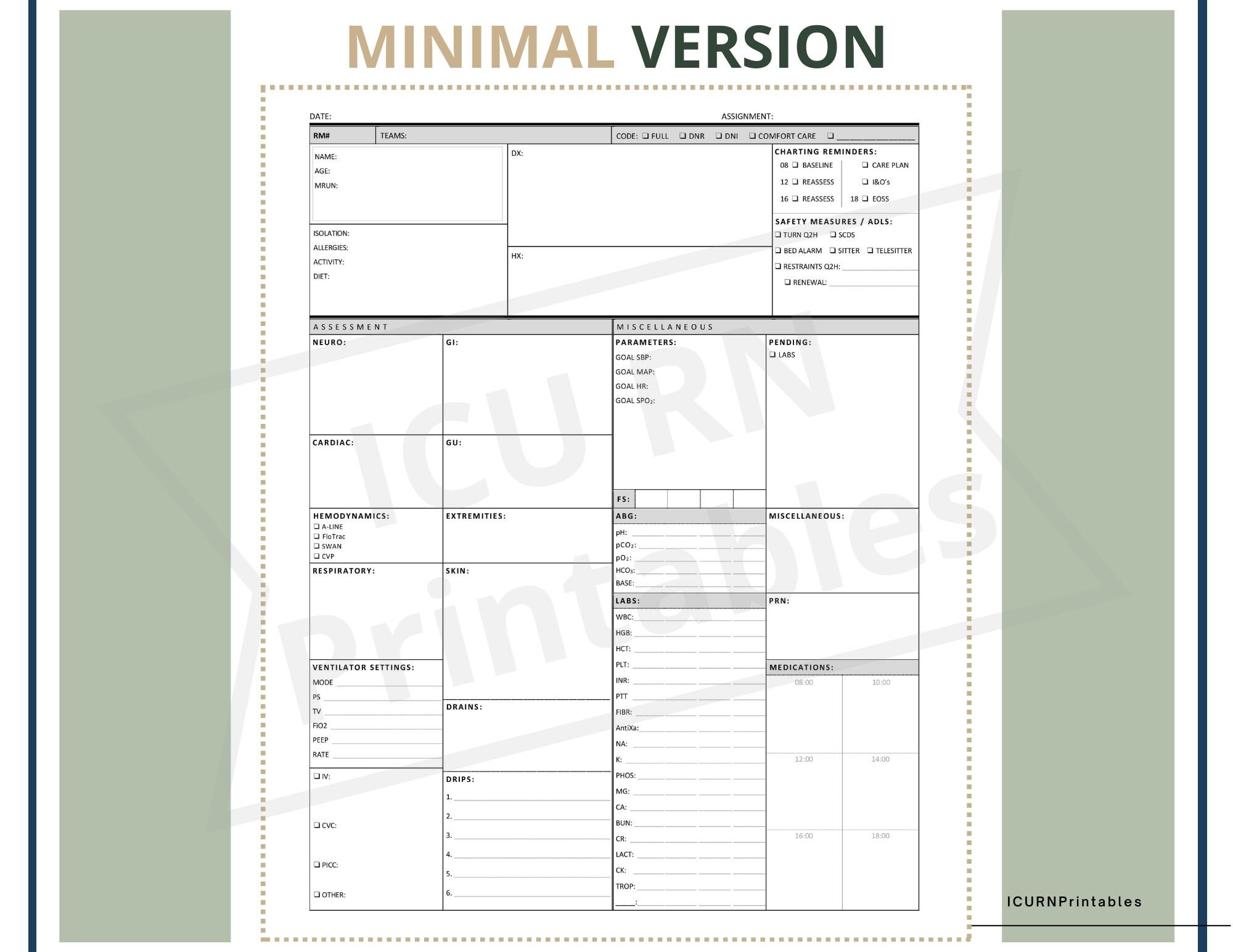 ICU NURSE BUNDLE Printable Download - Etsy