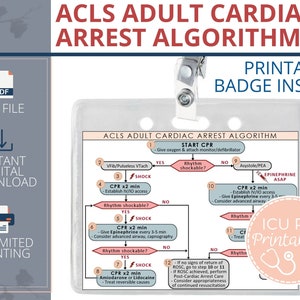 ACLS Adult Cardiac Arrest Algorithm Printable PDF Download - Etsy