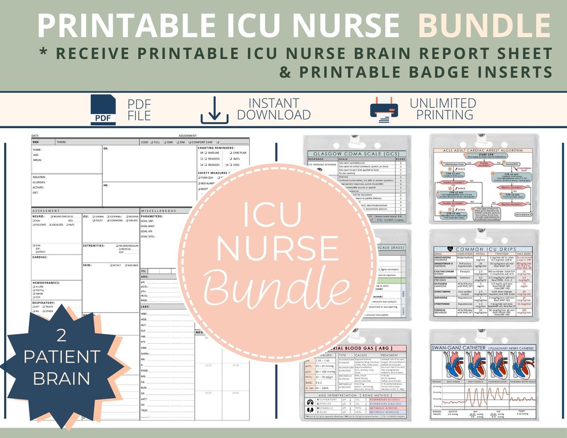 ICU NURSE BUNDLE Printable Download - Etsy