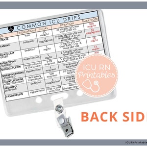 Common ICU Drips Badge Insert | Printable PDF Download - Etsy