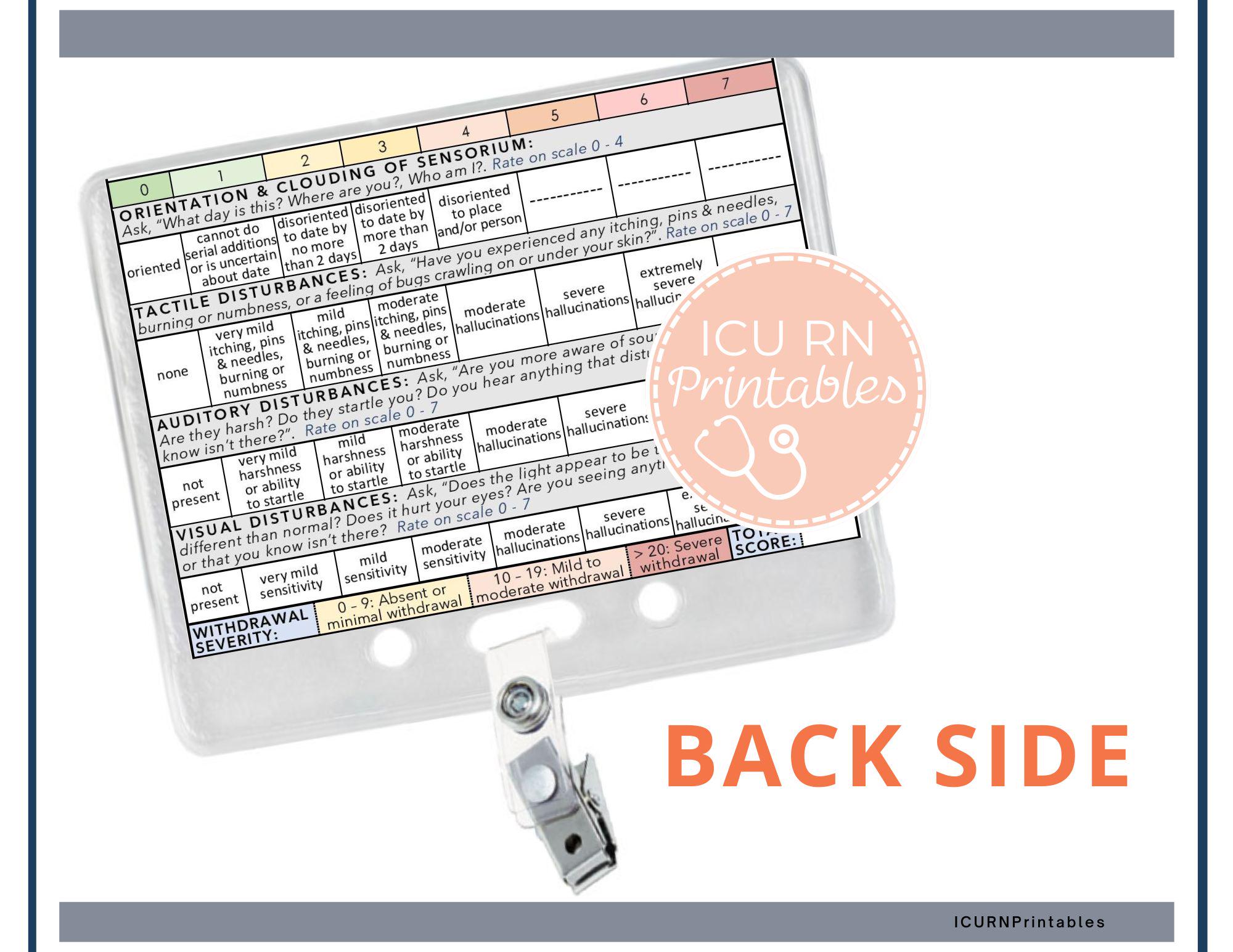 CIWA-AR: Alcohol Withdrawal Assessment Badge Insert | Printable PDF ...