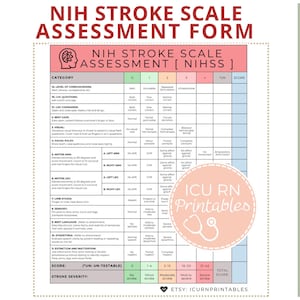 NIH Stroke Scale Bundle: NIHSS Assessment Form and Badge Insert | Printable PDF Download - Etsy