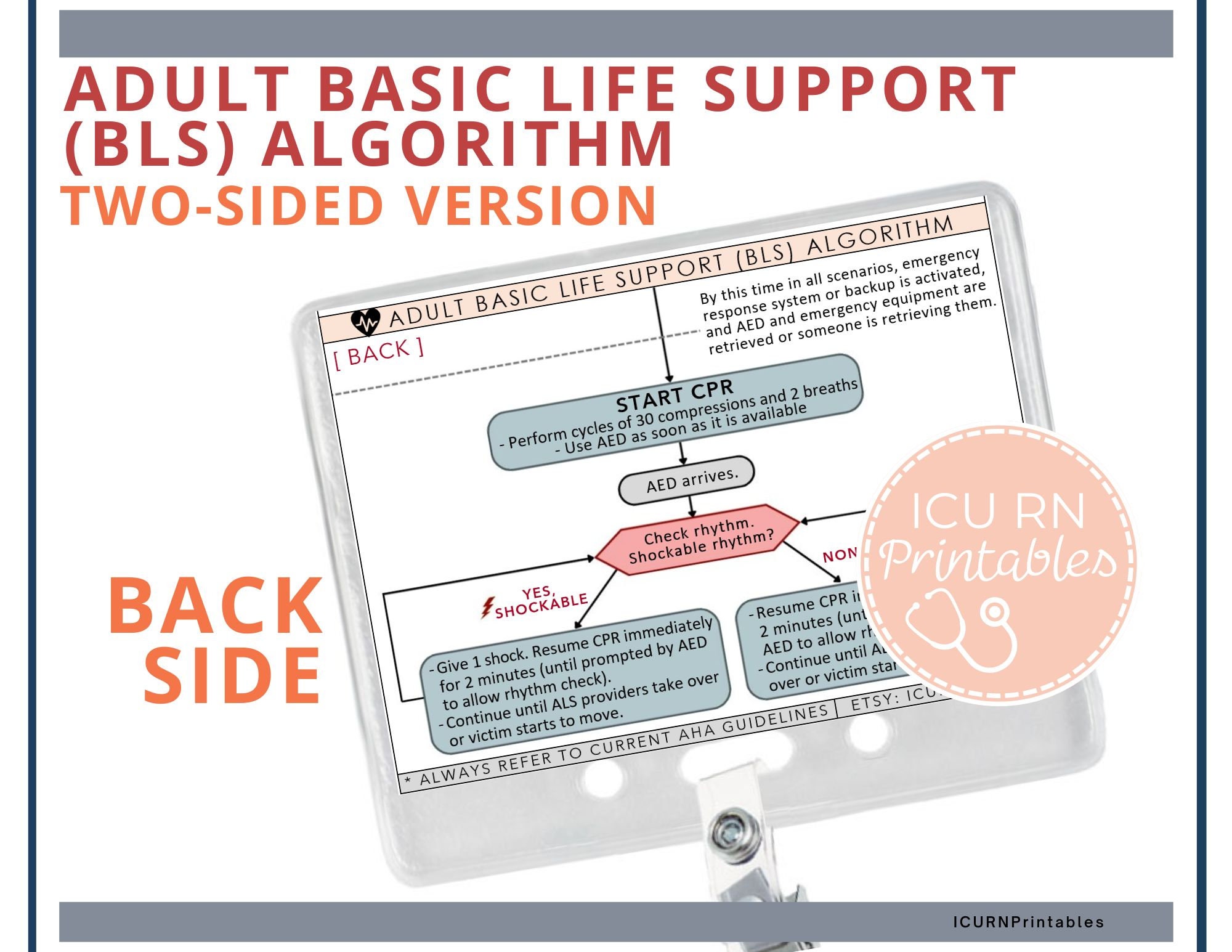 BLS & ACLS Algorithm Bundle Printable PDF Download - Etsy