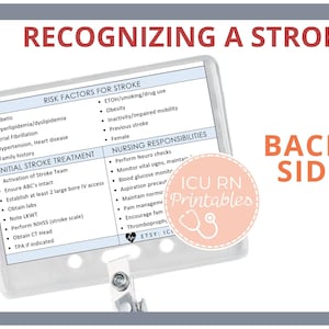 Stroke Badge Insert Bundle: Recognizing a Stroke & NIH Stroke Scale ...