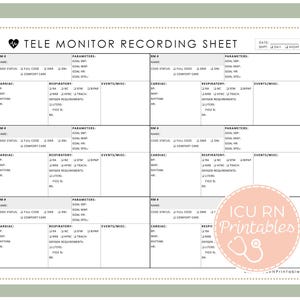 Tele Monitor Recording Sheet | Printable PDF Download - Etsy