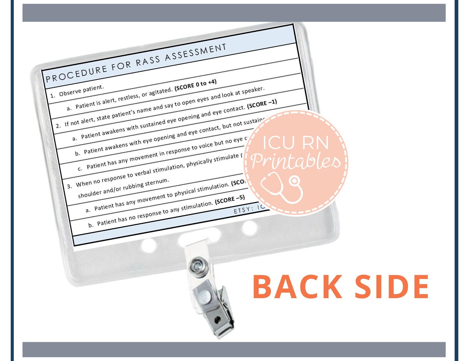 Richmond Agitation & Sedation Scale [RASS] Badge Insert | Printable PDF ...