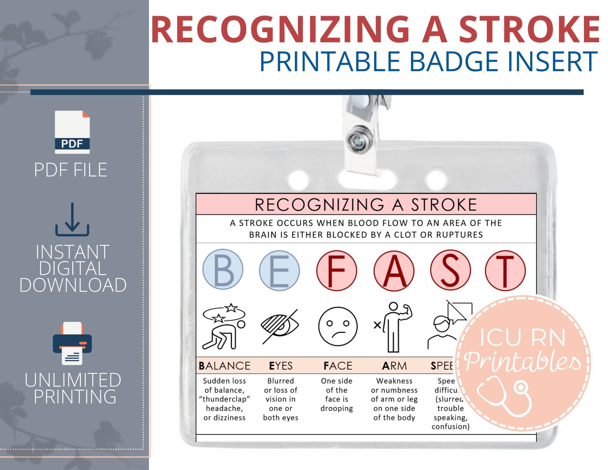 Recognizing a Stroke | Printable PDF Download - Etsy