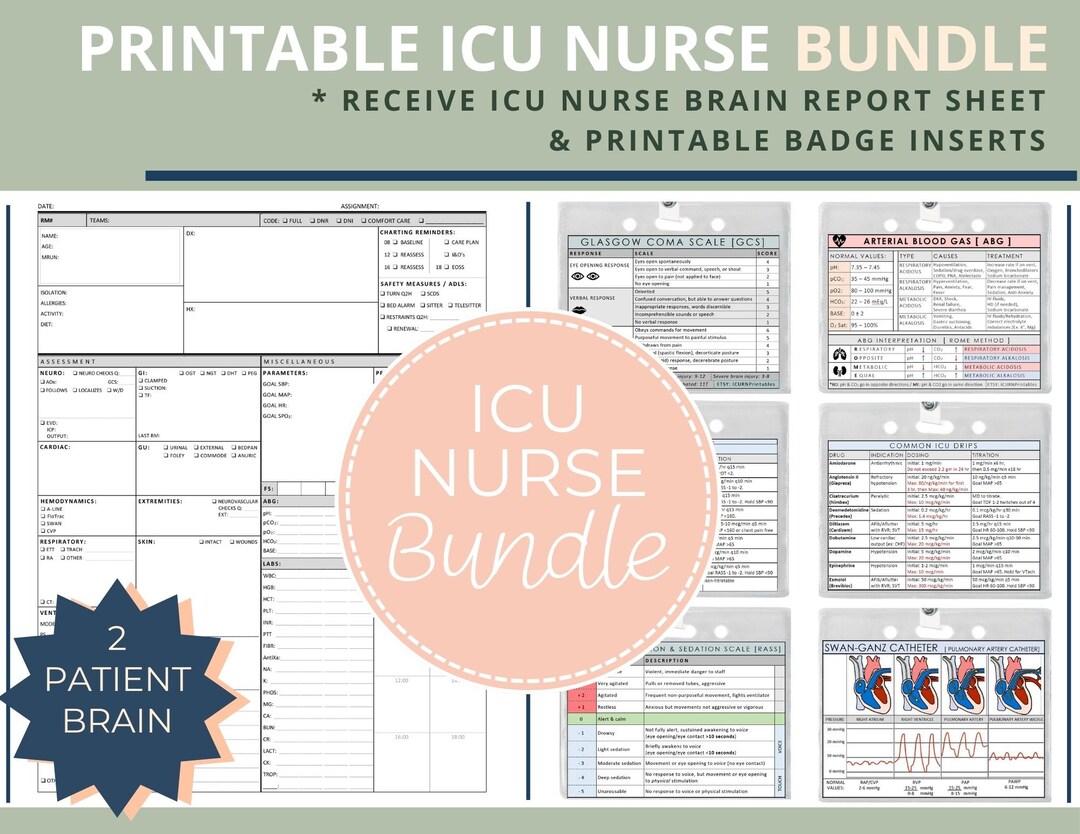 ICU NURSE BUNDLE Printable Download - Etsy