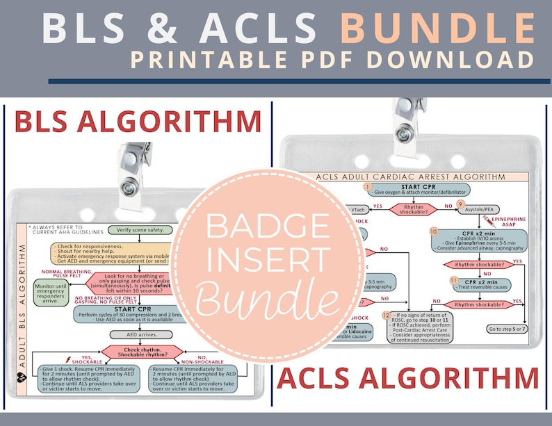 BLS & ACLS Algorithm Bundle Printable PDF Download - Etsy