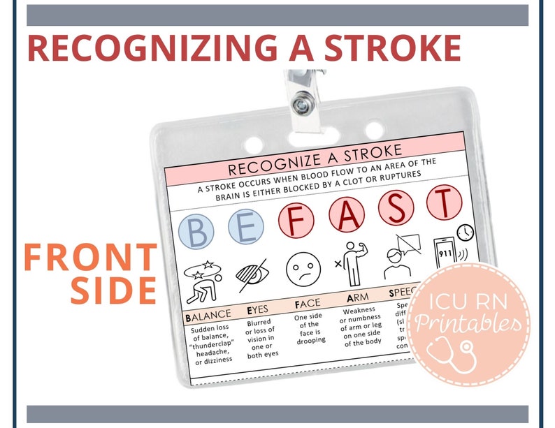 Stroke Badge Insert Bundle: Recognizing a Stroke & NIH Stroke Scale ...
